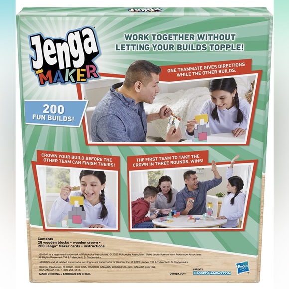 Hasbro | Toys | Jenga Maker Wooden Blocks Stacking Tower Game Game For ...